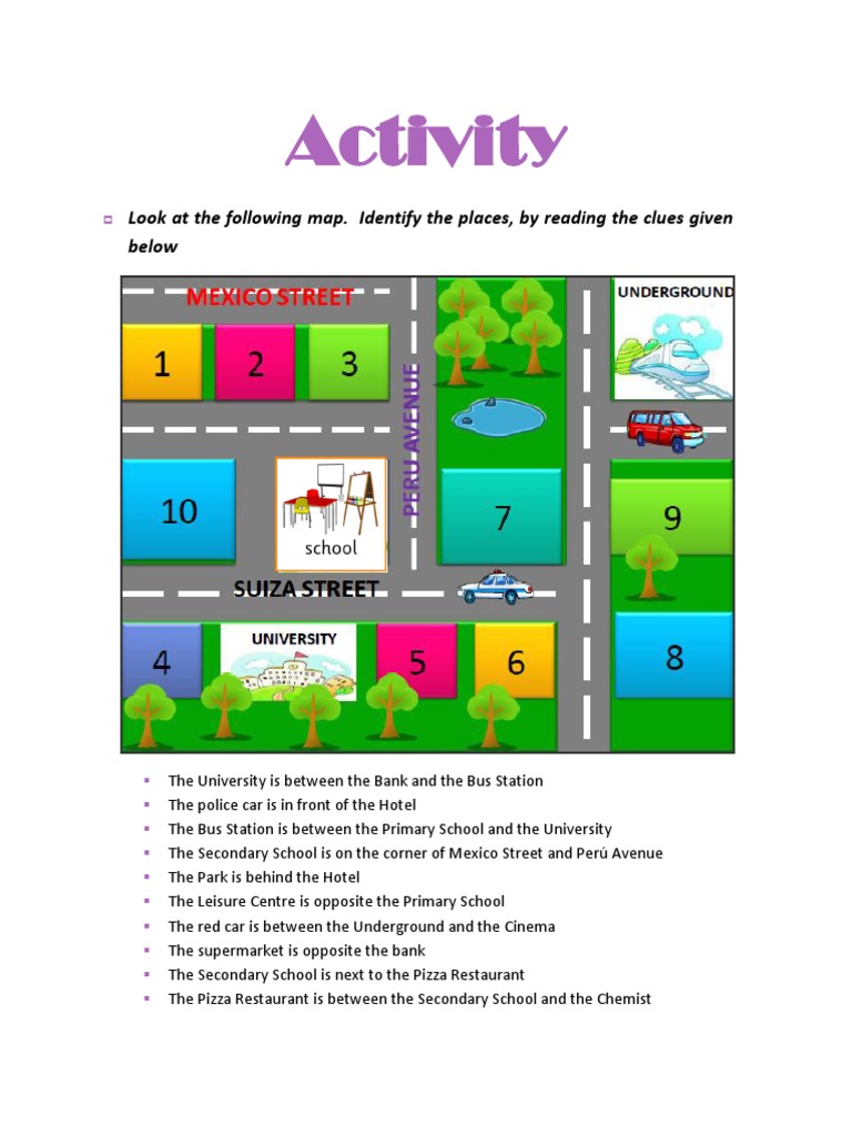 Map Clue Activity for Location Identification | PDF