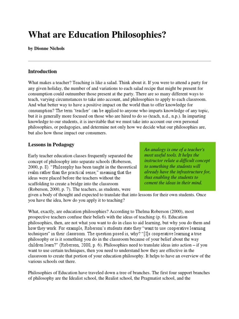 Understanding Education Philosophies: An Overview of the Major Schools of Thought on Teaching ...