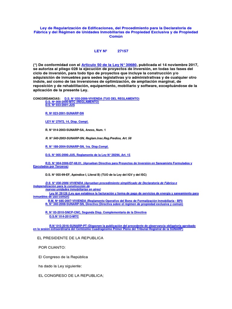 Ley 27157 | PDF | Propiedad | Condominio