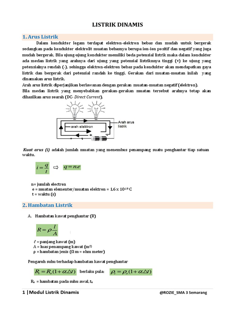 Modul Listrik Dinamis: Arus, Hambatan, dan Hukum Ohm | PDF