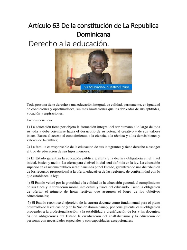 Artículo 63 | PDF | Estado (política) | Educación avanzada