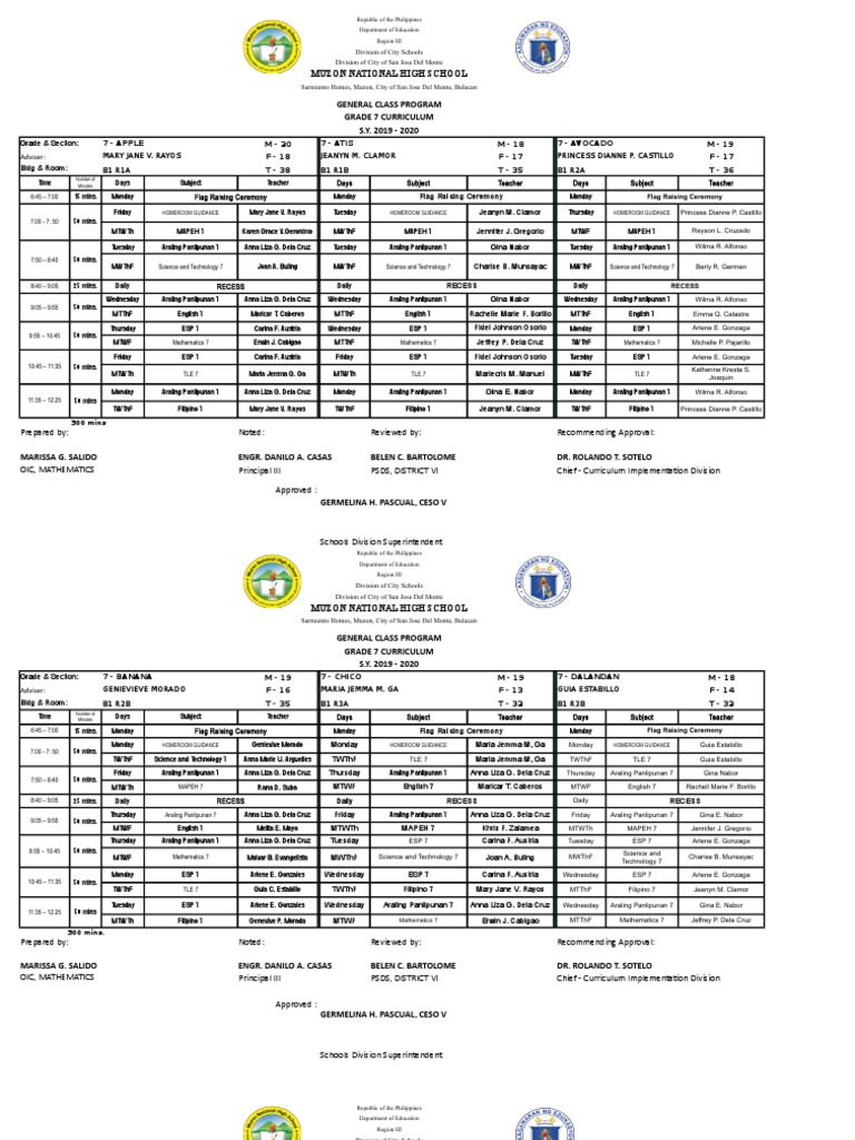 Gen Class Program 2019-2020 | PDF | Learning | Schools