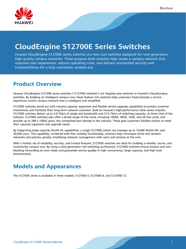CloudEngine S12700E Series Switches Datasheet | PDF | Power Supply | Wireless Lan