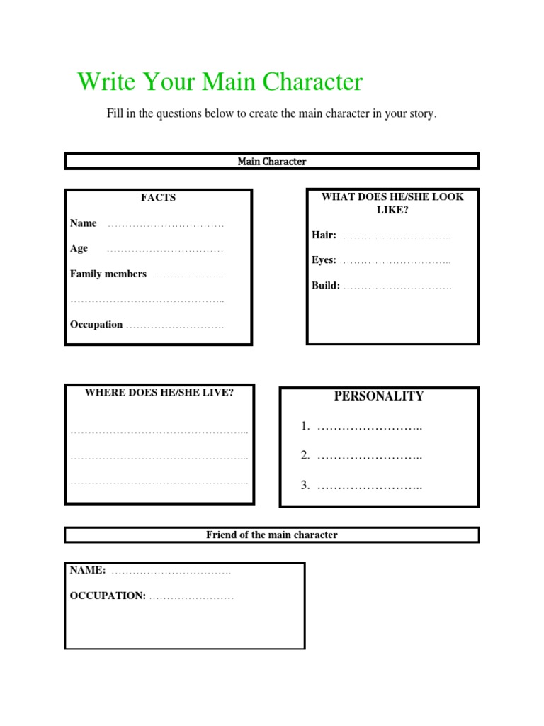 Create Your Story's Main Character | PDF | Sports & Recreation | Games ...