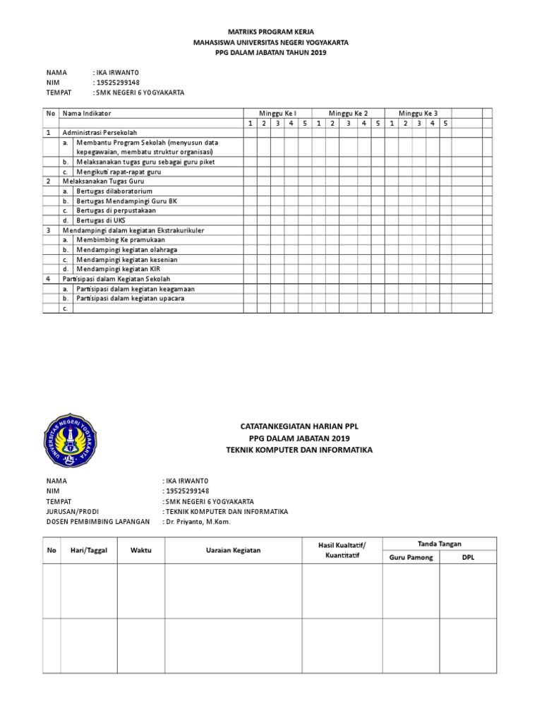 Matriks Program Kerja | PDF