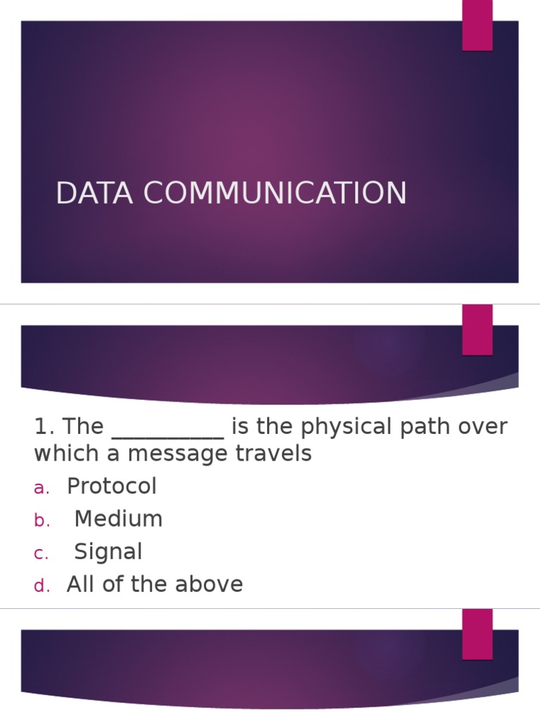 Data Communication MCQ | PDF | Modulation | Transmission Medium