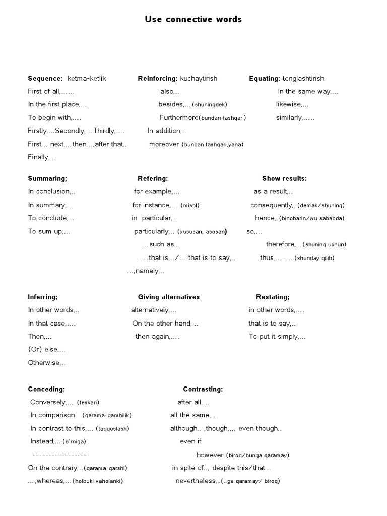 Use Connective Words | PDF | Cognitive Science | Cognition