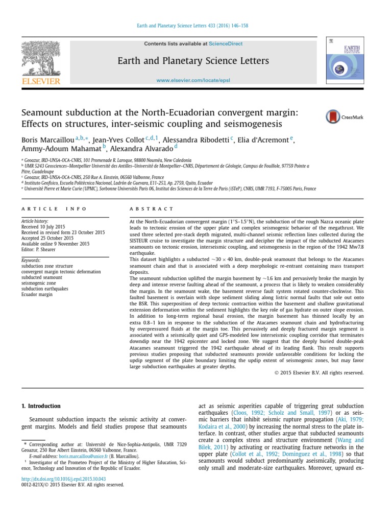 Earth and Planetary Science Letters | PDF | Earthquakes | Plate Tectonics