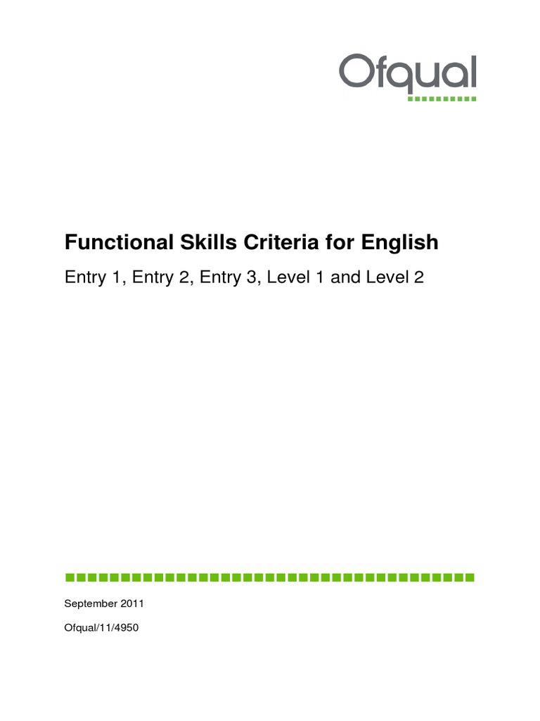 Functional Skills Criteria For English: Entry 1, Entry 2, Entry 3 ...