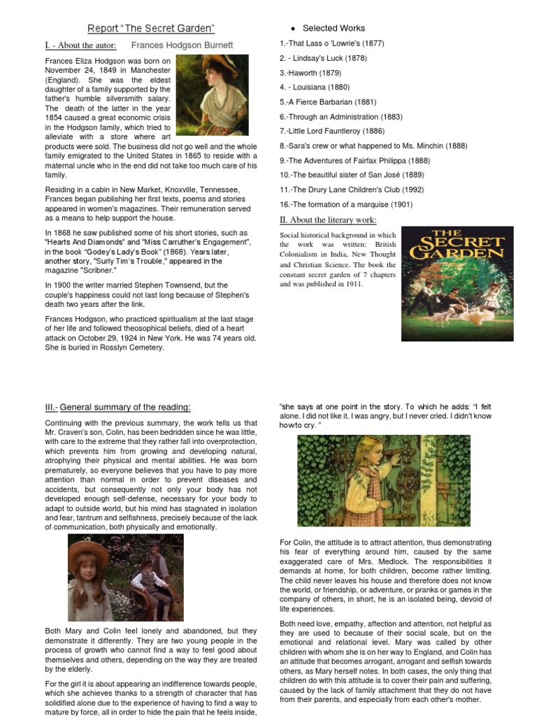 Frances Hodgson Burnett's "The Secret Garden" | PDF | Psychology ...
