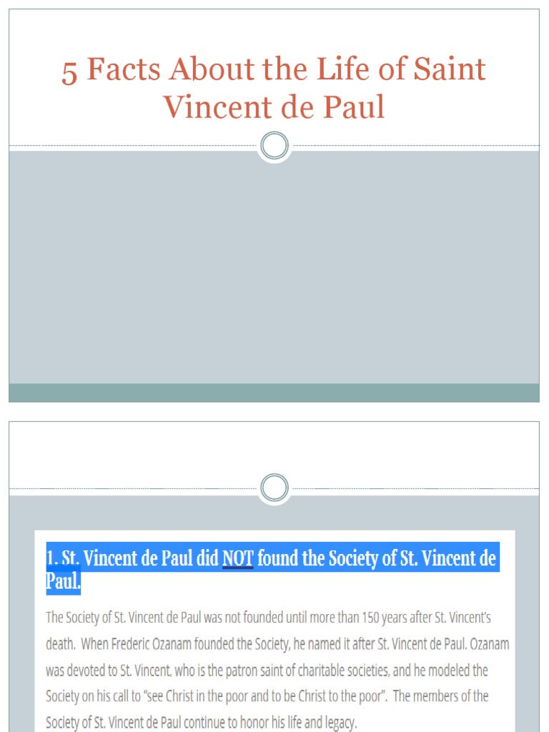 5 Facts About The Life of Saint Vincent | PDF