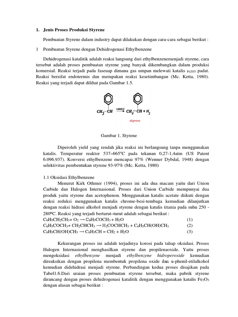 Proses Produksi Styrene dan Butadiena | PDF | Sains & Matematika