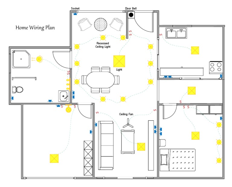 Home Wiring Plan: Socket Door Bell | PDF
