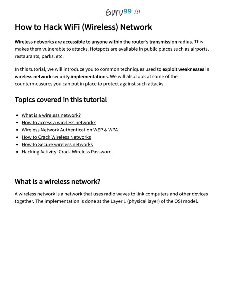 How To Hack WiFi (Wireless) Network | PDF | Wireless Lan | Password