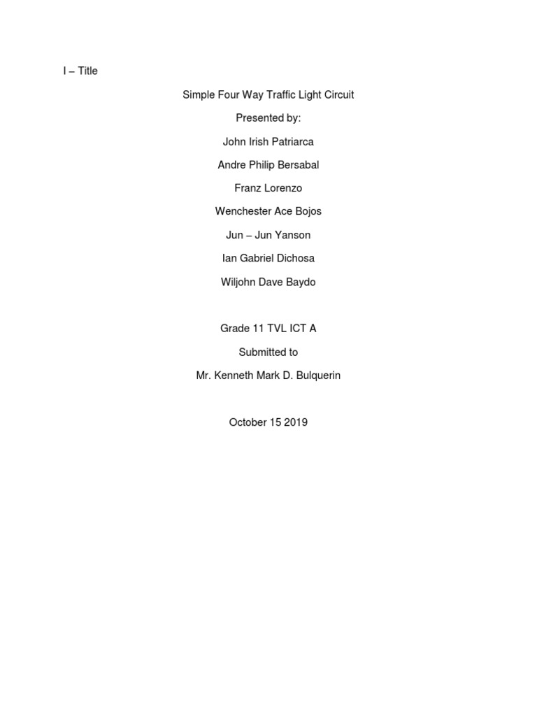 Simple Four Way Traffic Light Circuit | PDF | Traffic Light | Electrical Circuits