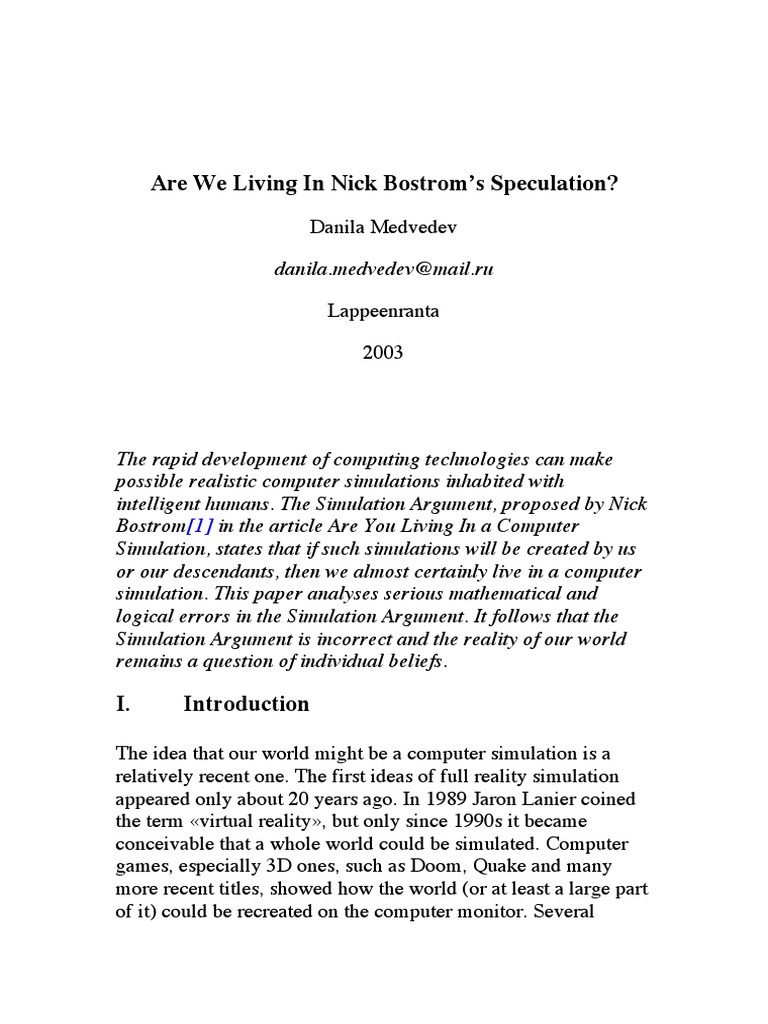 A Critical Analysis of Logical Errors in Nick Bostrom’s Simulation ...