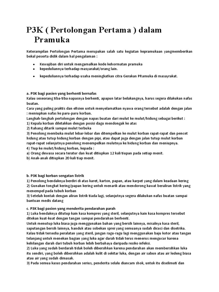 P3K Pramuka | PDF