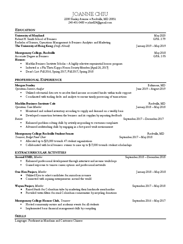 Chiu Resume | PDF | Business | Economies
