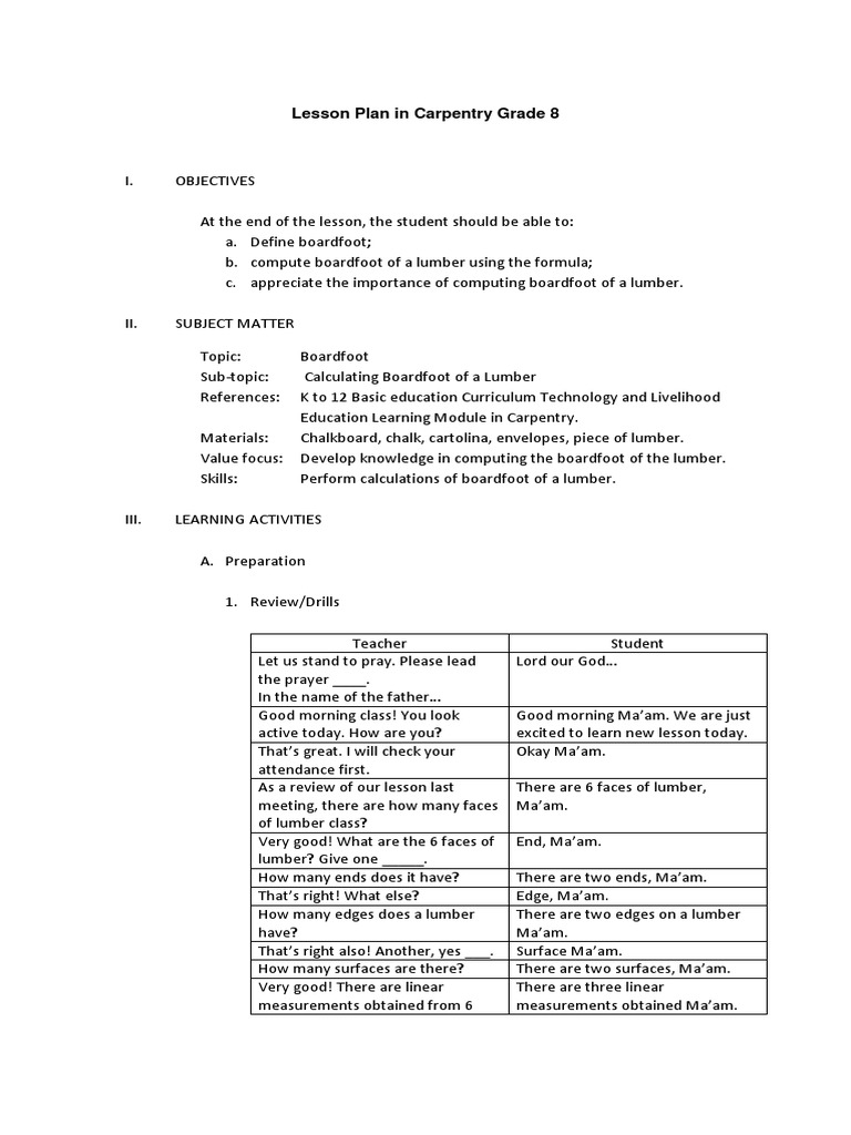 Boardfoot Calculation in Carpentry | PDF | Formula | Lumber
