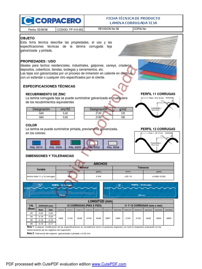 Lamina Corrugada | PDF | Metalurgia | Conocimiento procedimental
