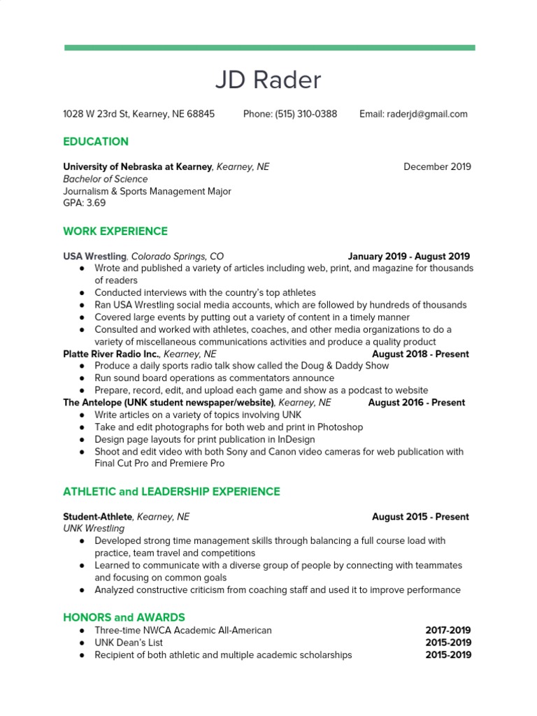 JD Rader Resume | PDF | Mass Media | Communication