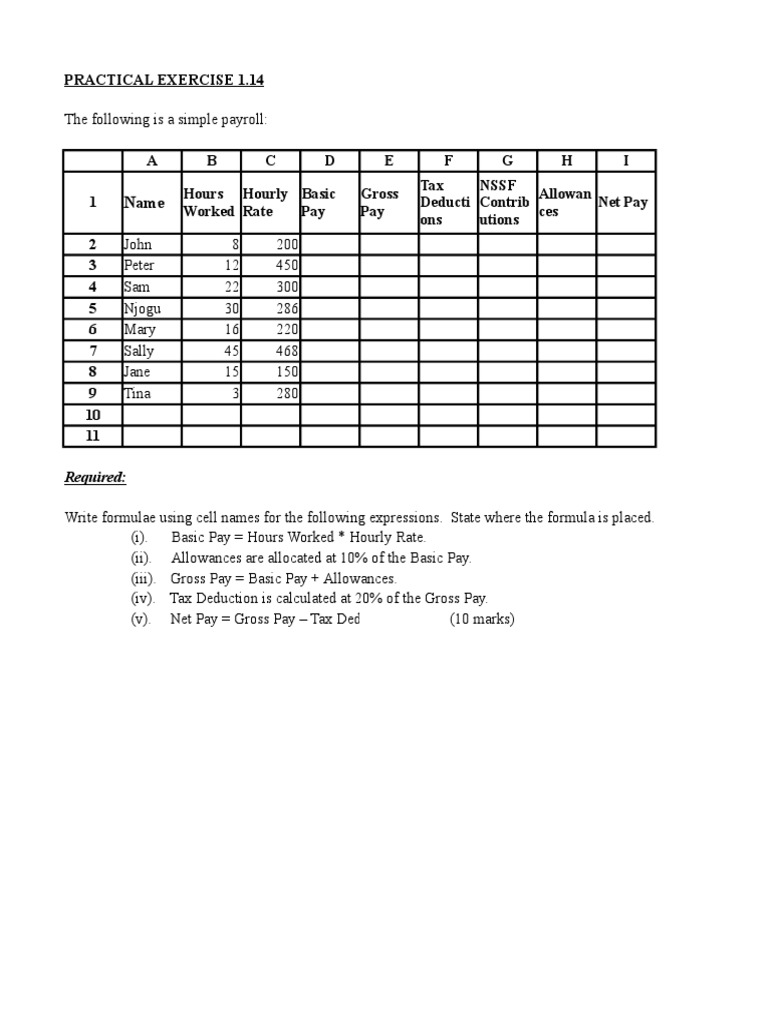 Practical Exercise 1.14: Required | PDF | Payroll | Taxation