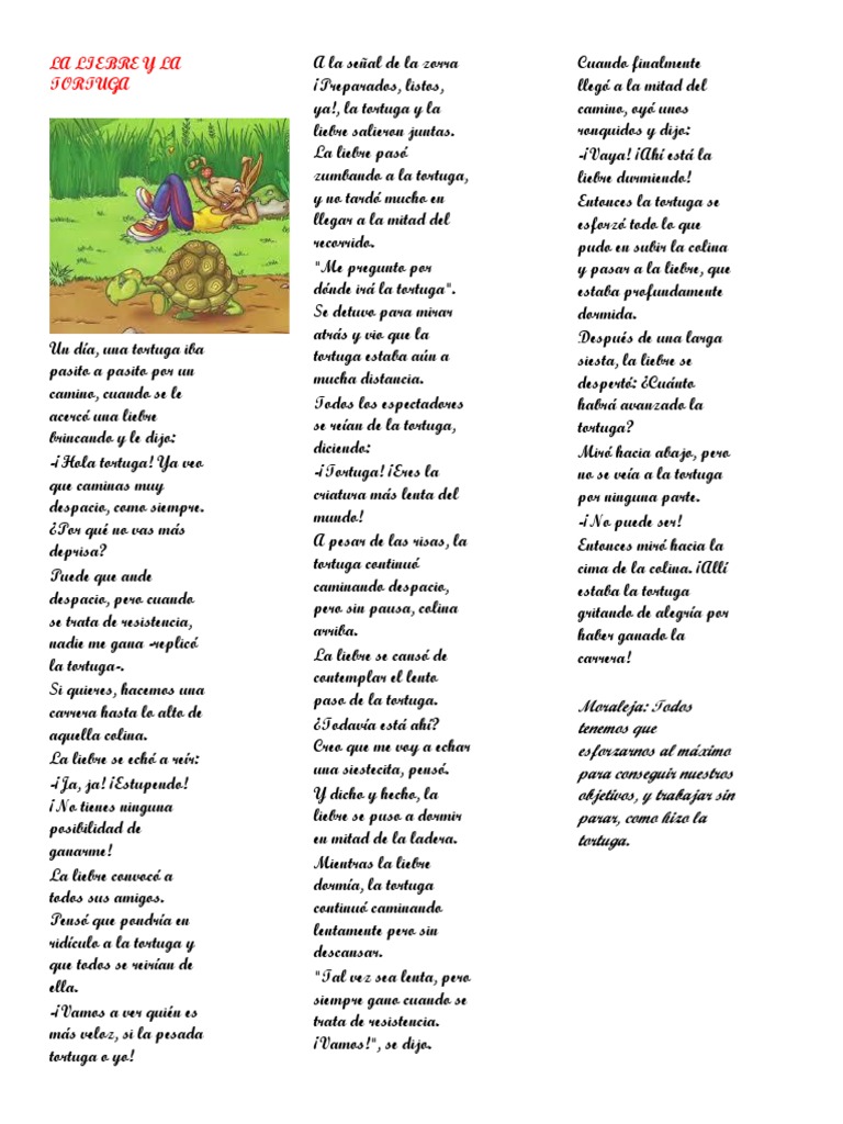 La Liebre Y La Tortuga Pdf