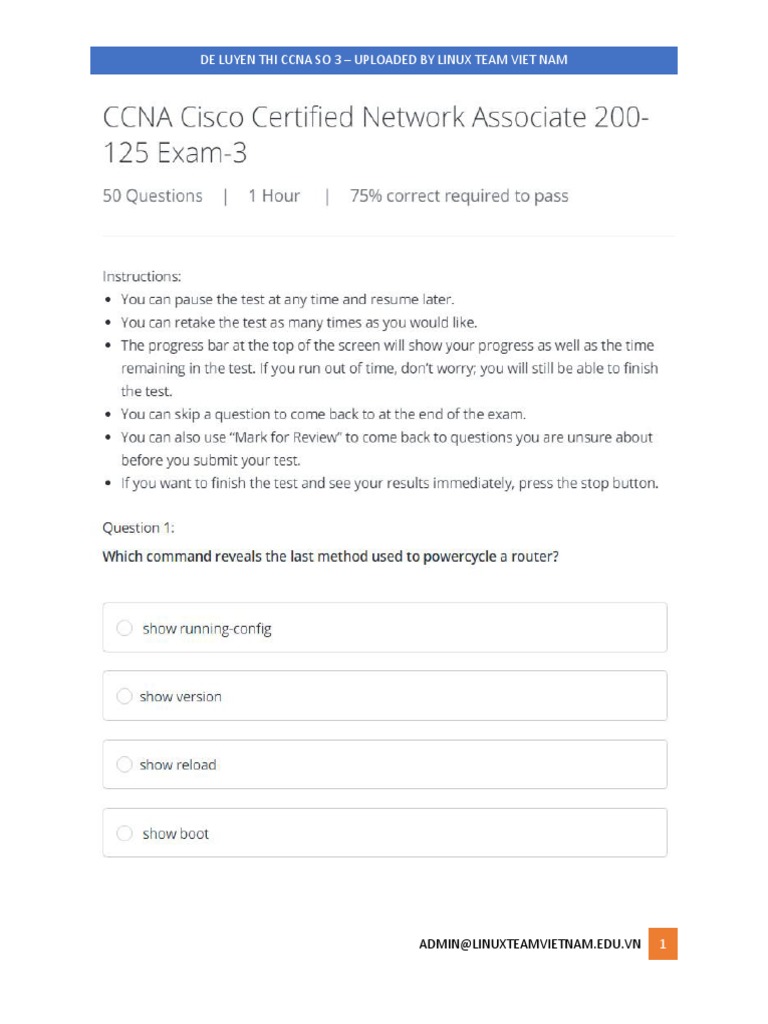 Cisco 200-125 CCNA Cisco Certified Network Associate Exam Practice Test ...