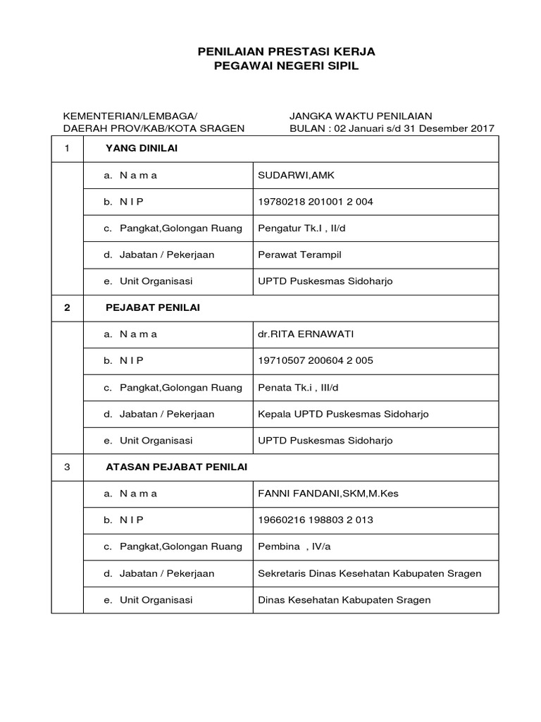 Blangko Nilai SKP | PDF