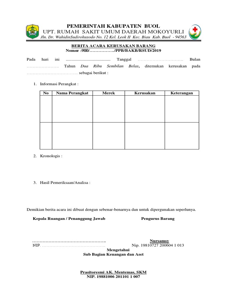 Contoh BAP Kerusakan Barang | PDF