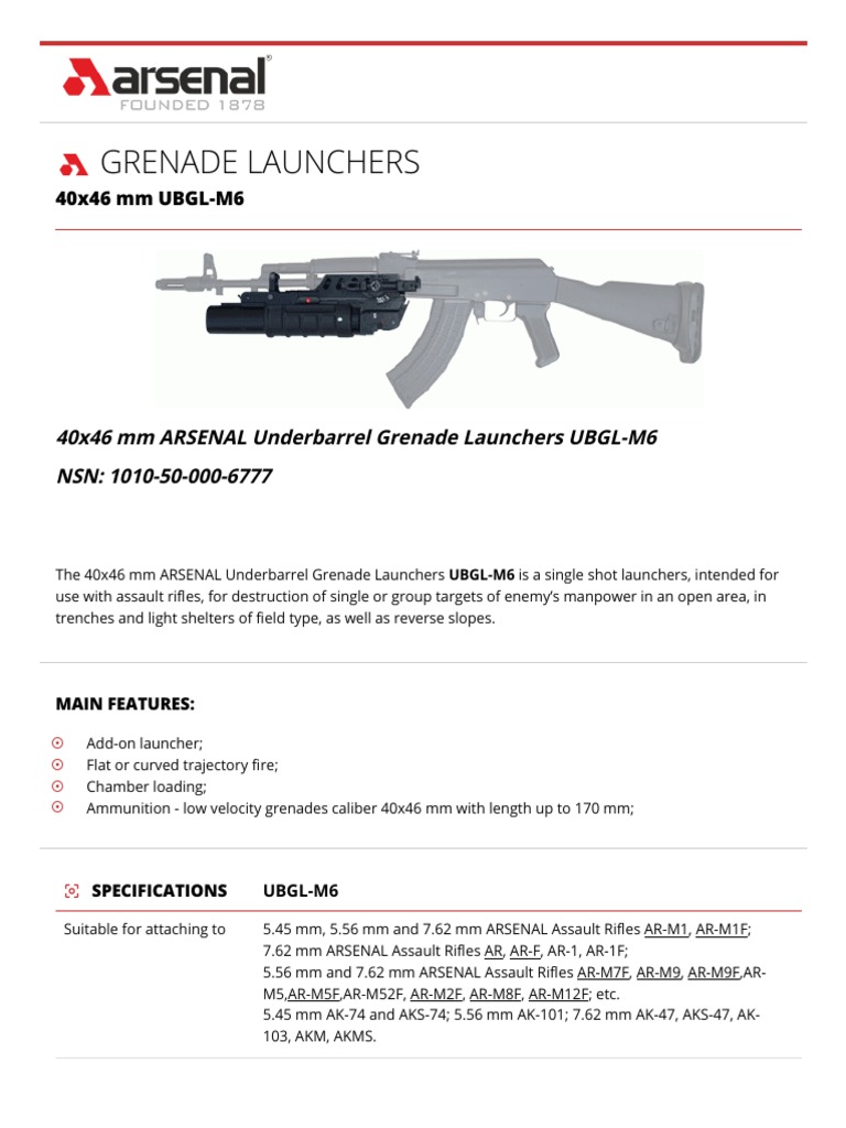 40x46 MM UBGL-M6 - Arsenal JSCo. - Bulgarian Manufacturer of Weapons ...