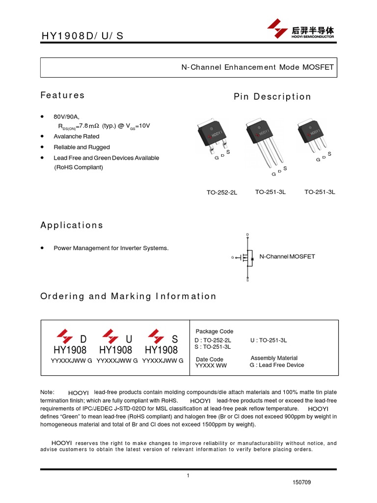 N-Channel Enhancement Mode MOSFET Features and Applications | PDF ...