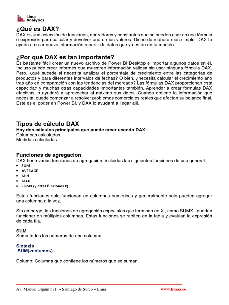 Funciones Dax | PDF | Función (Matemáticas) | Tabla (base de datos)
