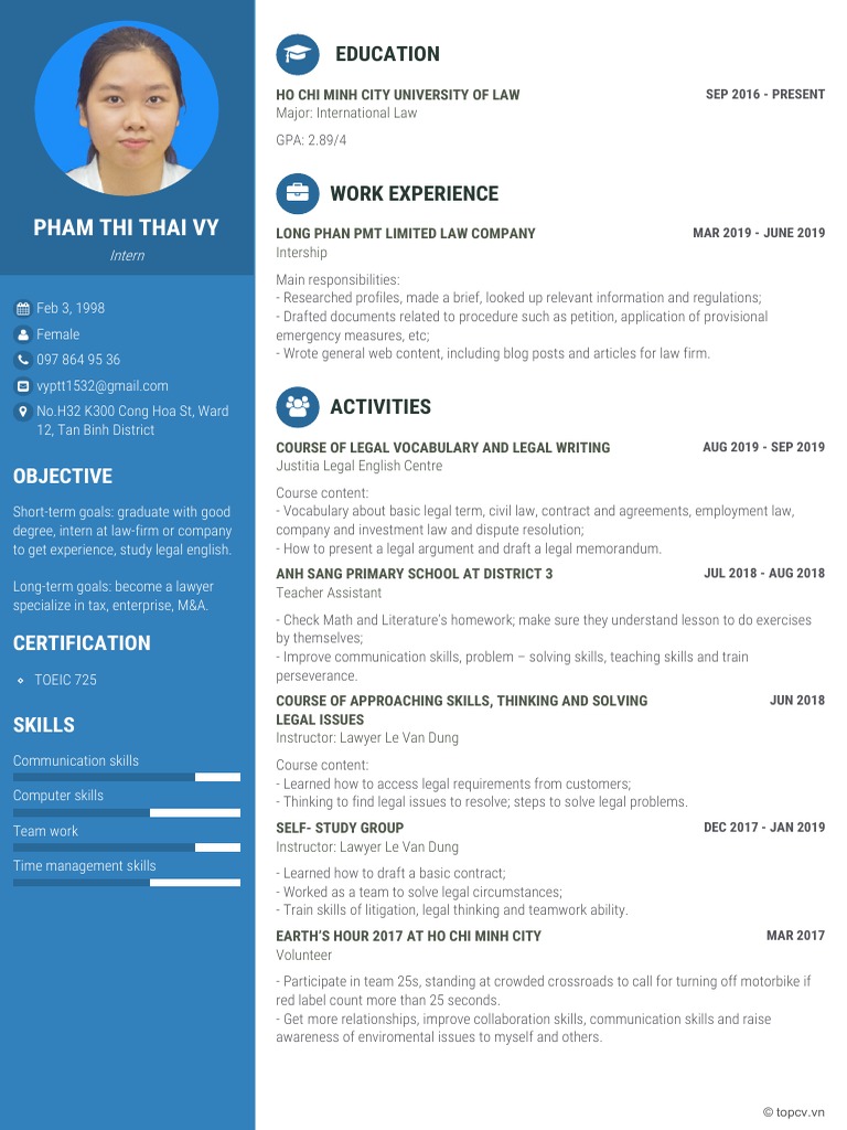 CV-Eng-Pham Thi Thai Vy | PDF | Lawyer | Learning