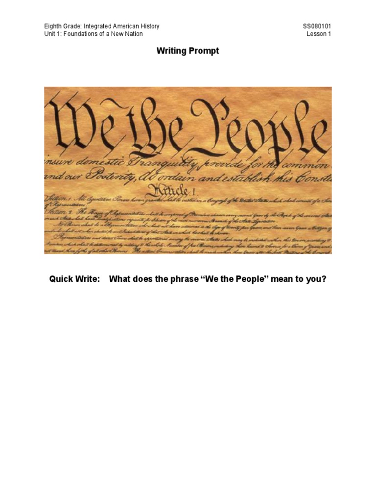 Lesson 1 - Writing Prompt | PDF | Social Science | History