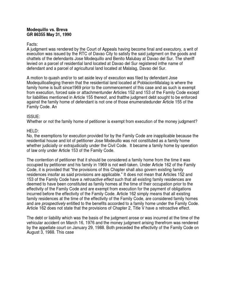 Modequillo Vs Breva (PFR Case Digest) | PDF | Judgment (Law) | Government Information