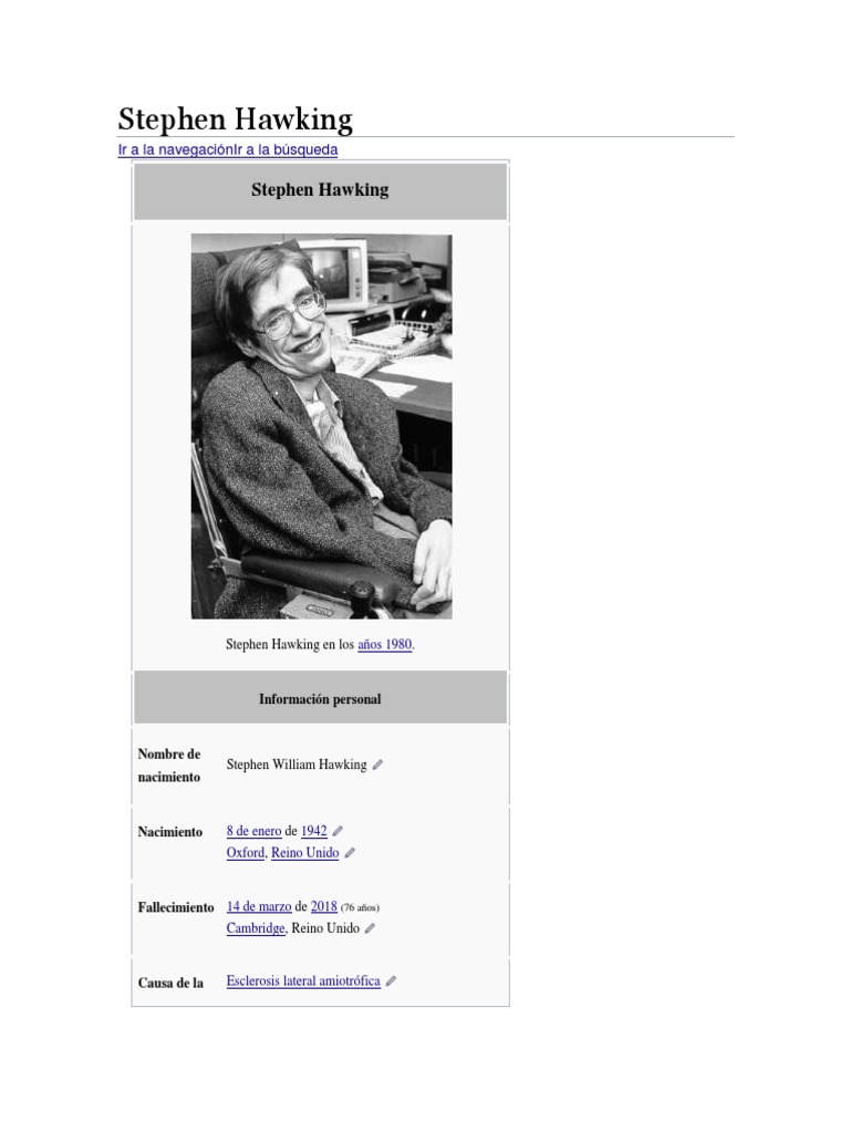 Cientifico Stephen Hawking | PDF | Stephen Hawking | Science