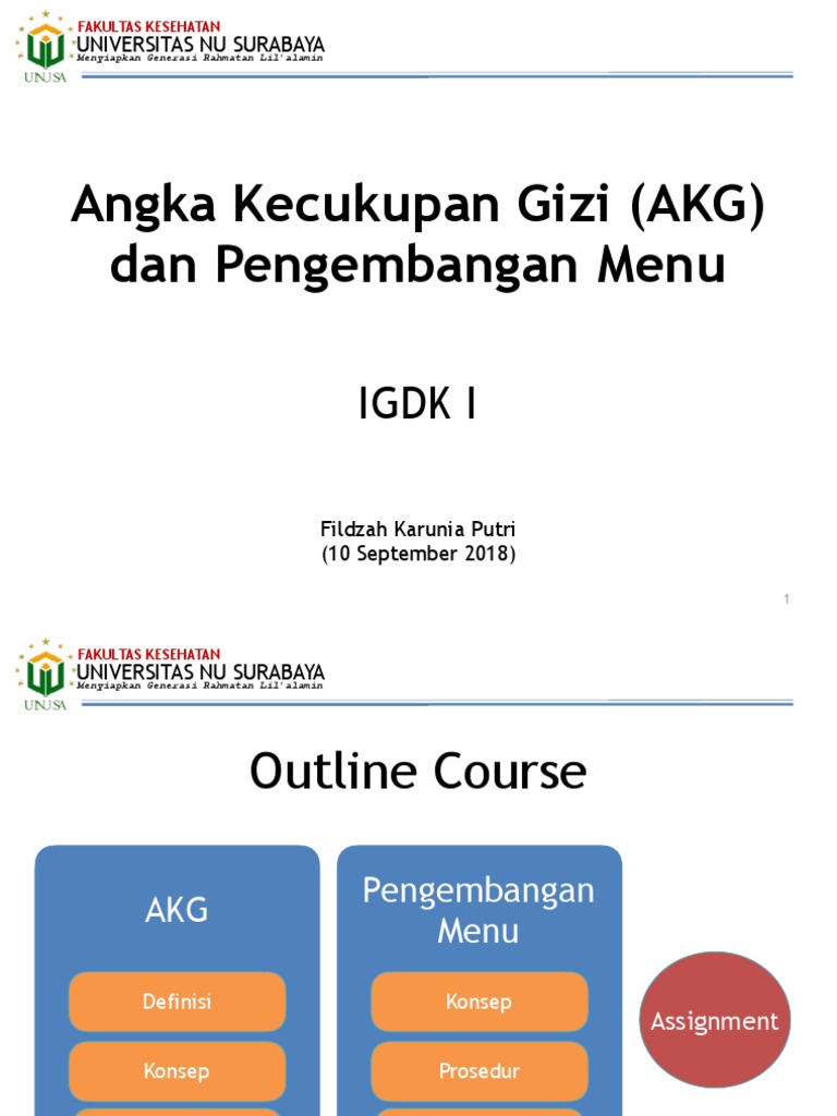 AKG dan Pengembangan Menu di Universitas NU Surabaya | PDF | Kesehatan Holistik