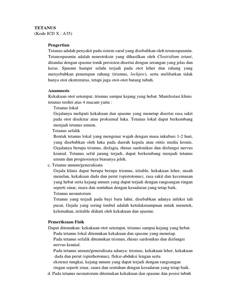 SOP Tetanus, Radikulopati Lumbal, Dan GBS | PDF