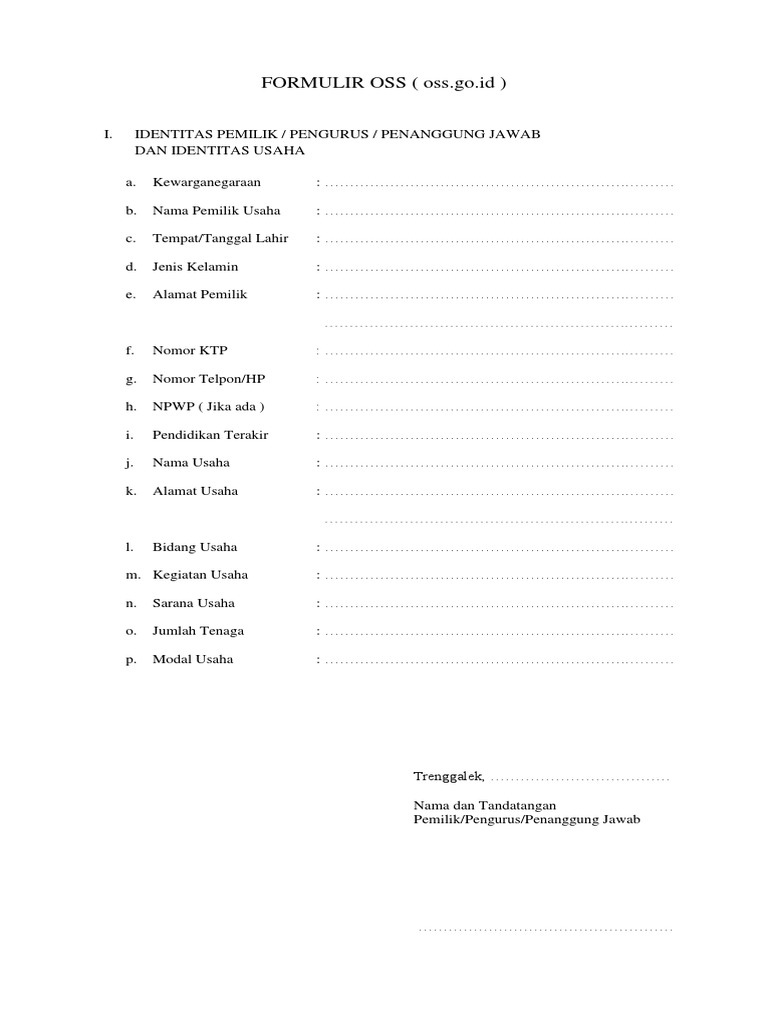Formulir Oss | PDF