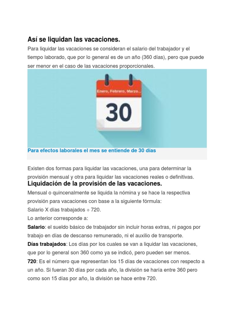 Así Se Liquidan Las Vacaciones | PDF | Salario | Enseñanza de matemática