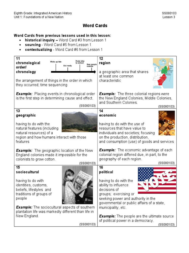 Lesson 3 - Word Cards | PDF | Sociocultural Evolution | Colonialism