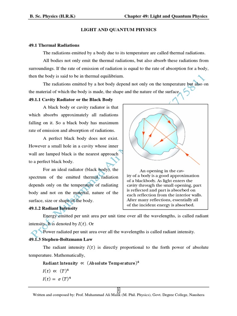 Black Body Radiation and Quantum Theory | PDF | Photoelectric Effect ...
