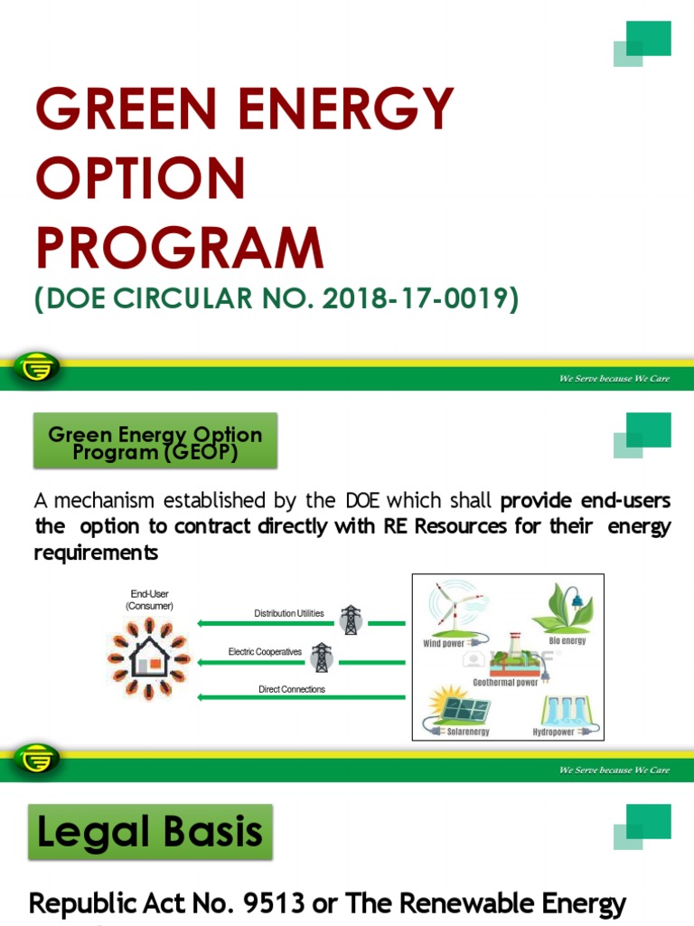 Green Energy Option Program: (DOE CIRCULAR NO. 2018-17-0019) | PDF ...