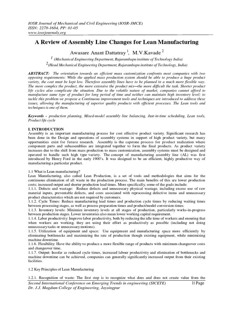 Lean Assembly Line Layout Review | PDF | Lean Manufacturing | Inventory