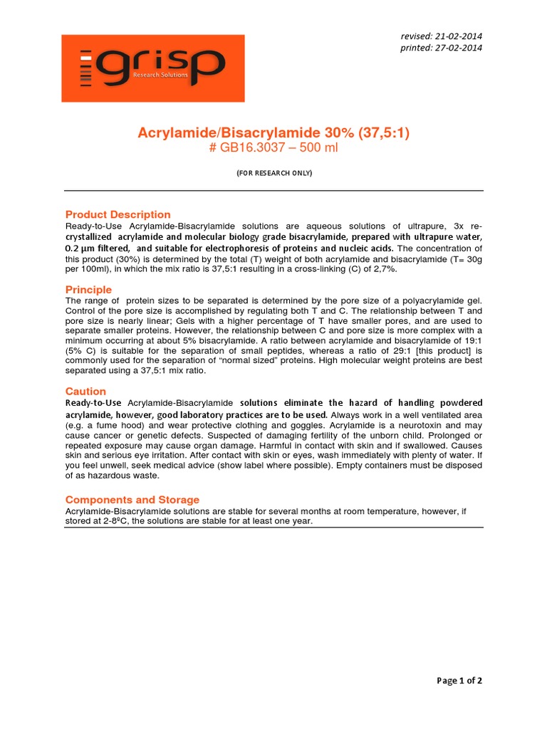 Polyacrylamid 1 | PDF | Polyacrylamide Gel Electrophoresis | Gel ...