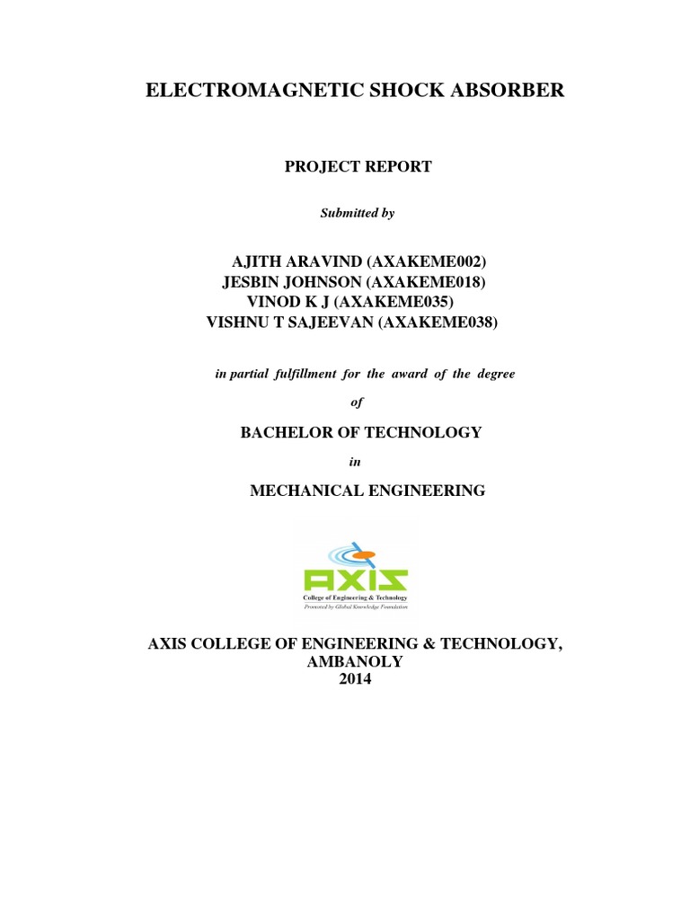 Electromagnetic Shock Absorber: Project Report | PDF | Suspension ...
