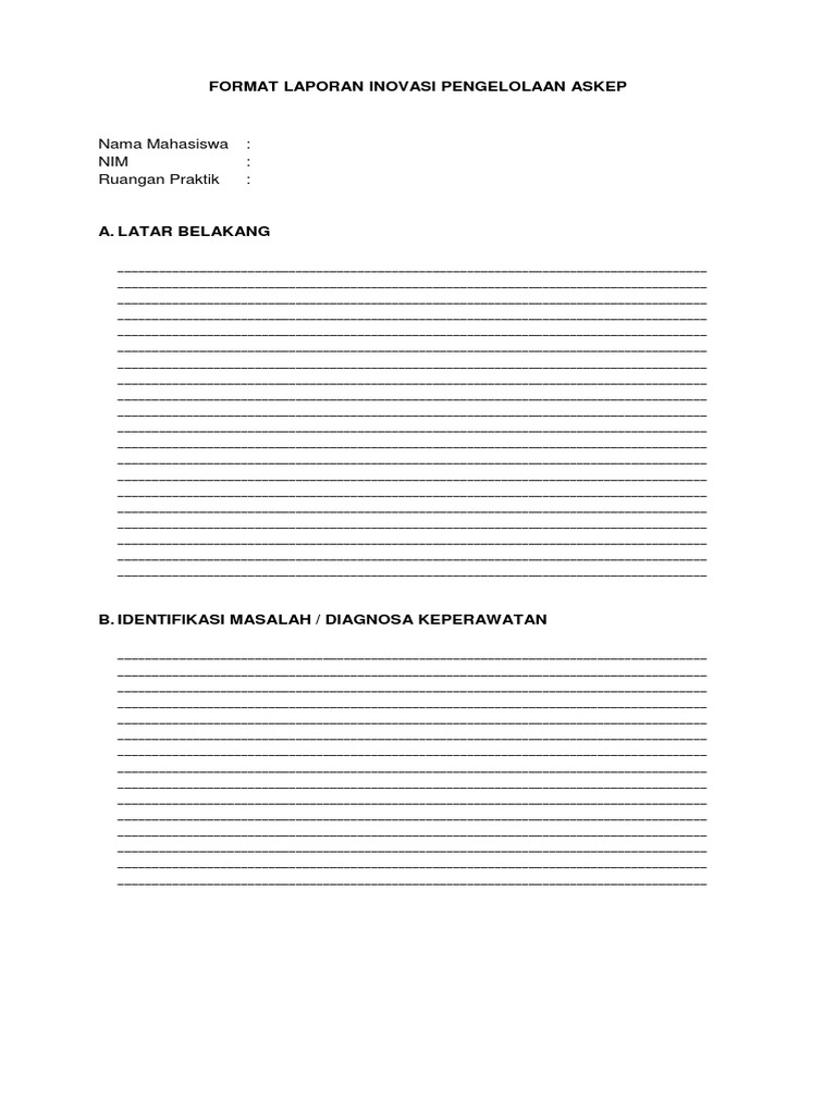 Format Laporan Inovasi Pengelolaan Askep | PDF