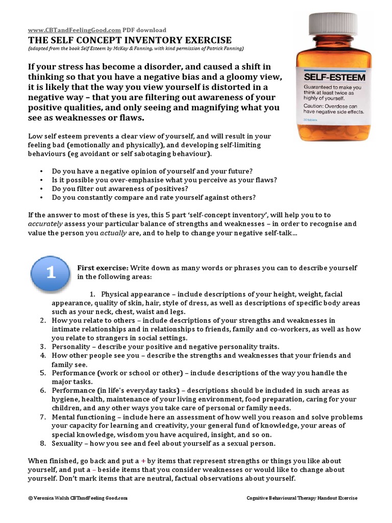 Self Concept Inventory Hand Out | PDF | Psychotherapy | Behavioural ...