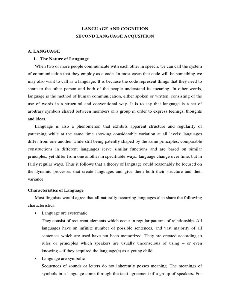 Language and Cognition | PDF | Language Acquisition | Cognitive Science